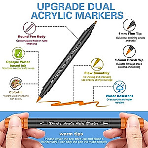 XPaoFey 38 Dual-tip Acrylic Paint Markers with Brush & Fine Tips, Acrylic Paint Pens for Rock Painting, Ceramic, Stone, Glass, Plastic, Wood, Calligraphy, Canvas & DIY Craft Art Supplies