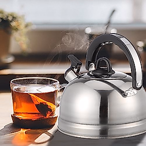 Whistling Teapot Stainless Steel Tea Pot Tea Kettle Stovetop Whistling Kettle with Cool Grip Handle for for Kitchen Camping 3 Liter Whistling Water Kettle