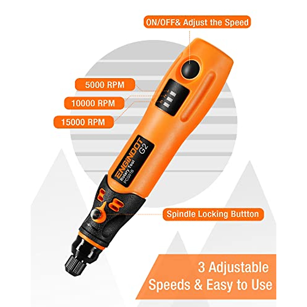 Mini Cordless Rotary Tool kit, ENGiNDOT 3.7V with 32 Accessories, 3-Speed, USB Charging Rotary Tool for Sanding, Polishing, Drilling, Etching，Engraving, DIY Crafts