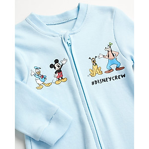 Disney Baby Boys' Mickey Mouse Romper - 2 Pack Sleep n' Play Footed Coveralls (0-9M), Size 6-9 Months, Mickey and Friends