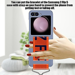 For Galaxy Z Flip 5 Case with Strap, Nylon Hinge Protection Hard PC Z Flip 5 Case with Adjustable Hand Strap Ring For Women Men, Shockproof Slim Protective Cover for Samsung Galaxy Z Flip 5 5g 2023