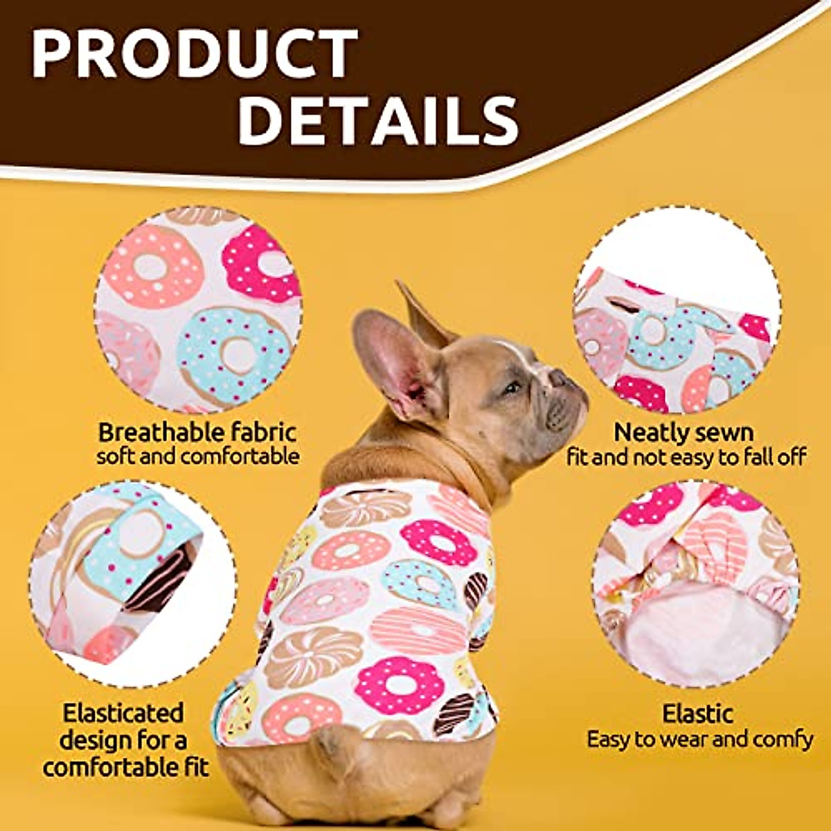 LETSQK 4-Pack Dog Pajamas Puppy Cute Clothes Adorable Puppy Rompers Jumpsuits Cozy Soft Cotton Bodysuits Apparel for Small Dog and Cat (X-Large)
