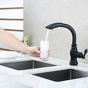 Derengge Single Handle Pullout Kitchen Faucet Without Deck Plate,1 Hole Installation, Meets cUPC NSF 61-9 AB1953, Matte Black Finished,KF-258G-MT