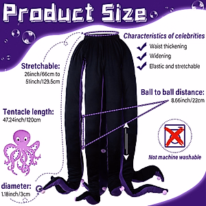 Funtery Women Octopus Costume Black Purple Octopus Dress Long Tentacles Witch Halloween Costume for Adult Halloween