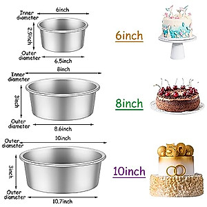 Mumufy 9 Pieces Round Cake Pans Aluminum Cake Pan Set Non Stick Small Cake Pans Sets Round Cheesecake Baking Pans for Home Party Baking Supplies (6 Inch, 8 Inch, 10 Inch)