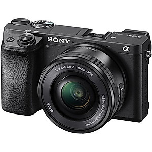 Sony Alpha a6300 Mirrorless Camera with 16-50mm Lens Black ILCE6300L/B with Soft Bag, Tripod, Additional Battery, Rode Mic, LED Light, 64GB Memory Card, Card Reader, Plus Essential Accessories