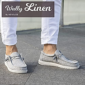 Hey Dude Men's Wally Linen Iron Size 9 | Men’s Shoes | Men’s Lace Up Loafers | Comfortable & Light-Weight