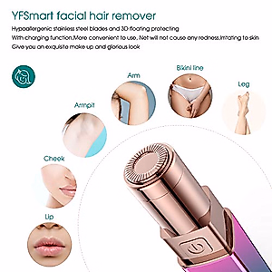 YFSMART Facial Hair Remover for Women, Portable Electric Epilator for Cheeks, Chin, Upper Lip & Arms, Waterproof Hair Trimmer (Black) (S001)