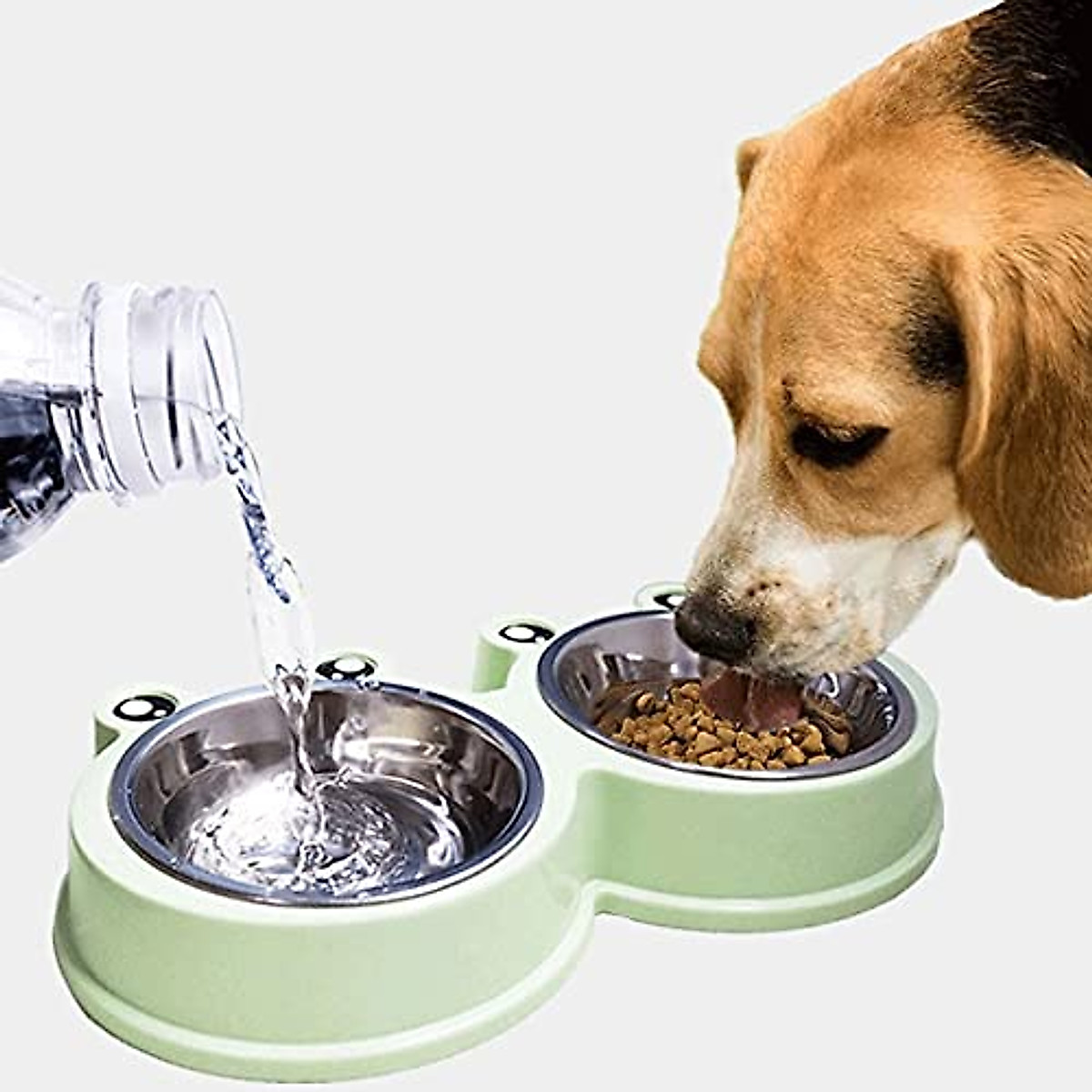 FUUIE Bowls for Food and Water Pet Bowls Dog Food Water Feeder Stainless Steel Pet Drinking Dish Feeder Cat Puppy Feeding Supplies Small Dog Accessories (Color : Blue)