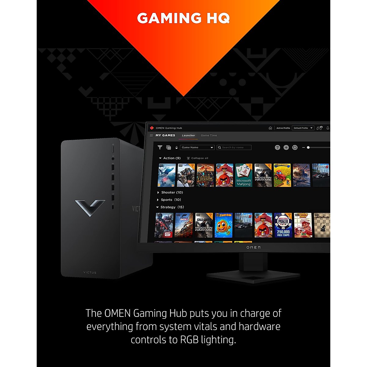 HP Victus 15L Gaming Desktop Computer Bundle PC, AMD Ryzen 7 Processor, AMD Radeon Graphics, 16 GB SDRAM, 512 GB SSD, Windows 11 Home OS, Wi-Fi 6 and Bluetooth (TG02-0130, 2022)