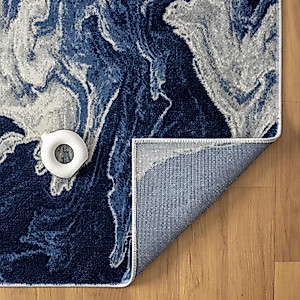 LUXE WEAVERS Marble Abstract Clouds Area Rug,Blue,5'X7'