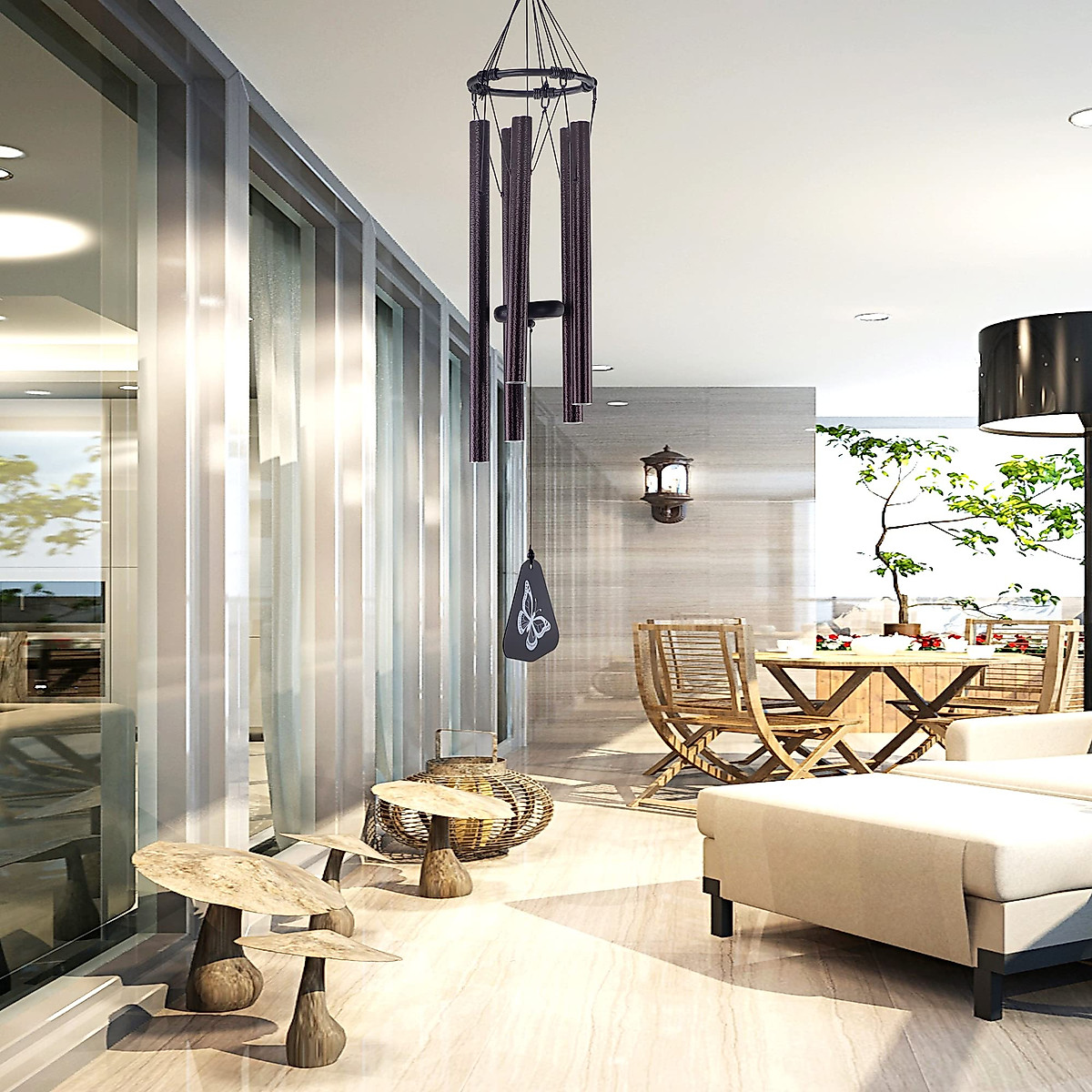 LHUKSGF Memorial Wind Chimes, Outdoor Sympathy Gift Windchimes 32 inch with 5 Rustproof Aluminum Tubes, Bereavement/Sympathy/ Memorial Gifts for Remembrance…