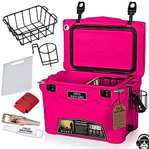 COLD BASTARD COOLERS 20QT Cold Bastard Rugged+ Pink NEON Premium Ice Chest Cooler Accessories Free S&H(CB20-PN)