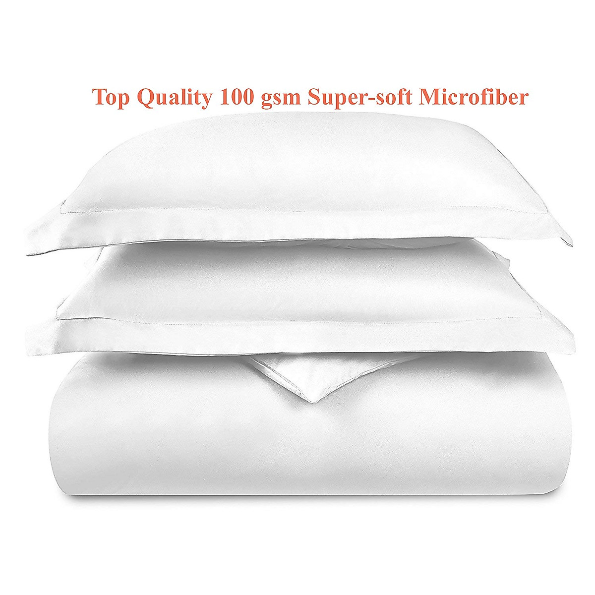 Tektrum 3 Piece 3pc Duvet Cover Set with Button Enclosure - 1800 Supreme Collection Super Soft Hotel Luxury Durable 100 GSM Brushed Microfiber, Wrinkle & Fade Resistant - White, Queen Size