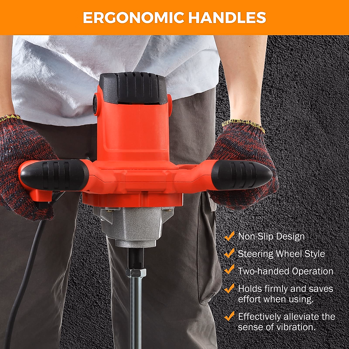 BEAMNOVA Electric Handheld Cement Mixer 2100W Concrete Mixer Machine Industrial Portable Hand Paint Stirrer for Mixing Feed, Oil Paint, Resins