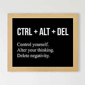 "CTRL+ALT+DEL" Inspirational Motivational Wall Art & Decor-Positive Quotes Poster Prints 8x10-Home Office Desk-Classroom Decor-Success Sayings-Encouragement Gifts for Men, Women, Teens-Ready to Frame.