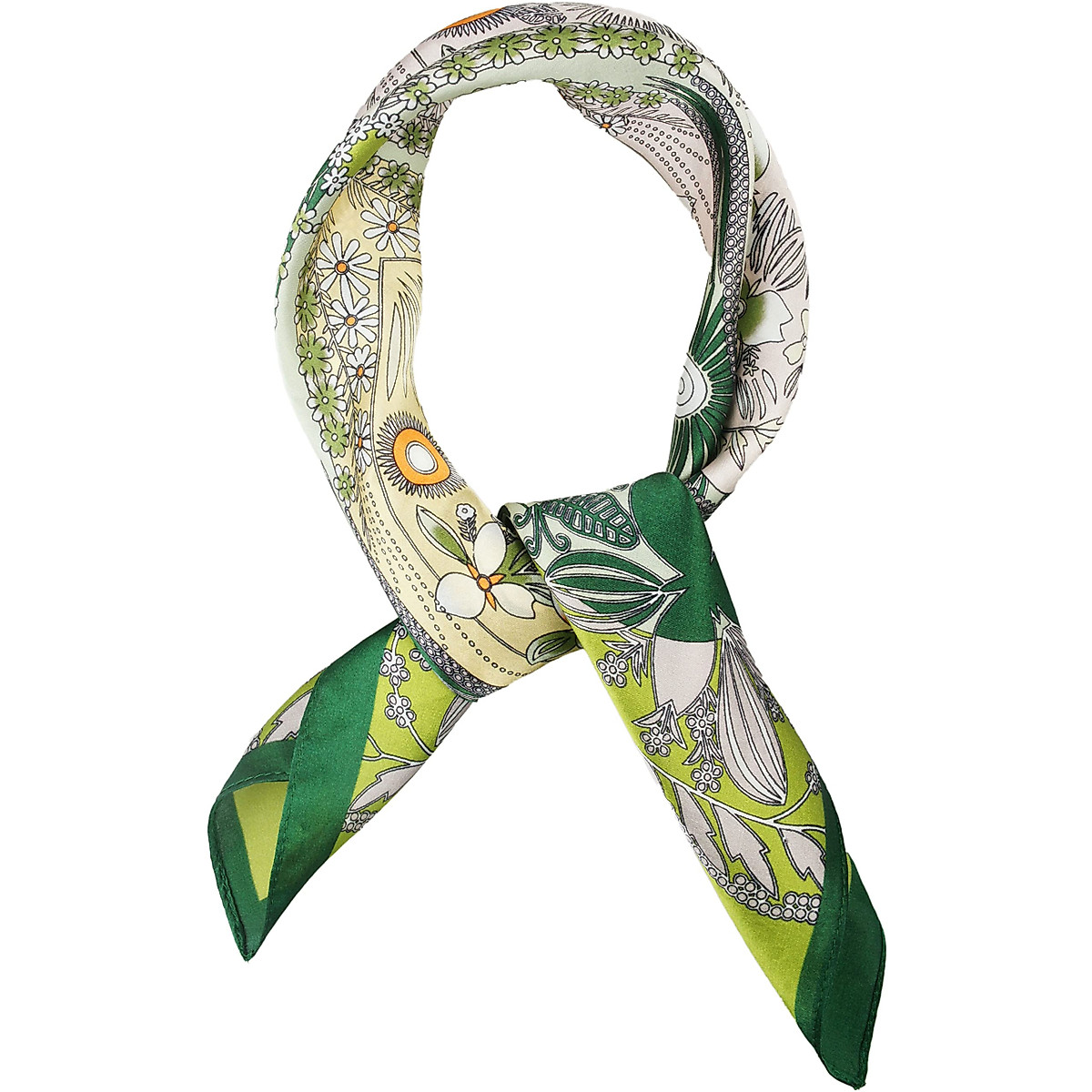 VIVIAN & VINCENT Pure Mulberry Silk Scarf for women Square Neck Scarfs 21" x 21" Lightweight Neckerchief Gift Packed St Patricks Day Shamrock