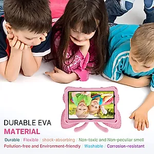 FW Fire HD 8 2020 Tablet Case Kids, Amazon HD 8 2020 Butterfly Case with Kickstand Light EVA Full Boby Drop Protective Rugged Shockproof Kid-Proof Fire HD 8 Kids Tablet Case for Girls Kids Gift (Pink)