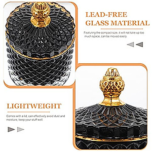 Homoyoyo Jewelry Box Crystal Diamond Faceted Jar with Lid Glass Apothecary Jars Holder Home Decorative Storage Container Bathroom Canisters Vanity Organizer for Decoration Wedding Candy Storage Box