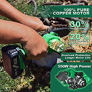 Tegatok Cordless Mini Chainsaw 4-inch, Mini Chainsaw with Battery and Charger, Handheld Small Chainsaw with Safety Lock, Portable Power Chain Saws for Trimming Tree Branches and Cutting Wood