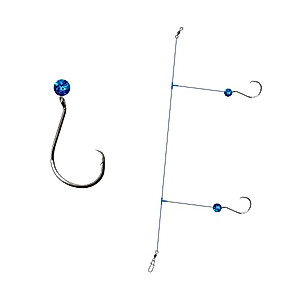 3 Pack '2/0' Bead Rig Surf Fishing Hi-Lo Double Drop Hand-Tied 30LB Mono (Ocean Blue)