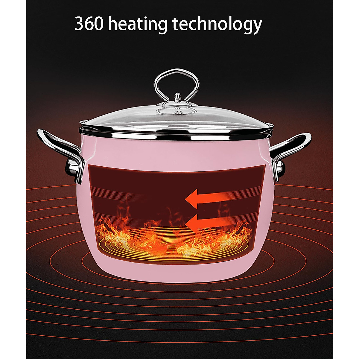 GFHVDC Pasta Pot Nonstick Cookware Enamel Stock Pot with Lid Large Cooking Pot Flat Bottom Stew Pot for Soup, Stew, Canning Induction Pasta Pot, for Stove Non Stick Soup Pot,Pink