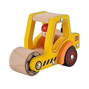 Wooden Push Car Toys for Infants 12-18 Months, 2 Pcs Baby Vehicle Toys Hand Push Car Toys for 1 2 Year Old Boys Girls (Cement Truck + Road Roller car)