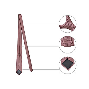 Allegra K Men's Solid Color Self-tied Stripes Textured Wide Tie Neck Wedding Formal Ties One Size Dusty Pink