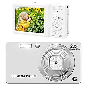56MP Digital Camera, Portable Cameras with 2.7 Inch LCD Display, 20X Digital Zoom Camera, with Autofocus & Time Lapse, for Travel and Photography
