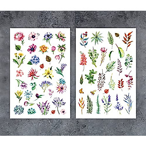 GSS Designs Vintage Flowers Rub On Transfers for Furniture Watercolor Plant Floral Rub on Stickers for Crafts Wood Journaling Scrapbooking Planners Cards Making 2 Sheets 8'' x 12''