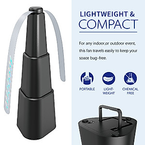 chemotex Fly Fan for Tables Fly Fan for Outdoor Keeps Flies Away Fly Repellent Fans for Outdoor Table Top Bug Repellent Fan with Holographic Blades for Outside, Patios (Black, 4Packs)