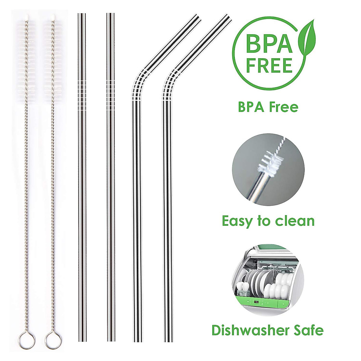 Yihong Reusable Metal Straws, Set of 8