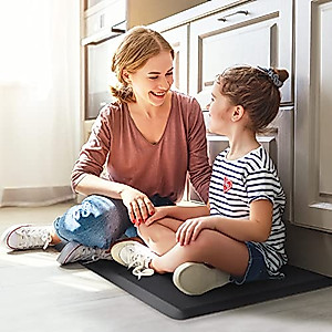 WISELIFE Kitchen Floor Mat Cushioned Anti-Fatigue Rug,17.3"x28",Non Slip Waterproof Mats and Rugs Heavy Duty PVC Ergonomic Comfort for Kitchen,Office, Sink, Laundry,Black