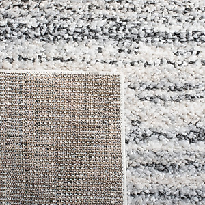 SAFAVIEH Berber Shag Collection Area Rug - 9' x 12', Grey & Ivory, Stripe Design, Non-Shedding & Easy Care, 1.2-inch Thick Ideal for High Traffic Areas in Living Room, Bedroom (BER406F)