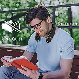 Portable Neck Fan, Livyyds Upgraded Foldable Hands Free Bladeless Neck Fan, 5000 mAh USB Rechargeable Battery Operated Personal Fan, Wearable Cooling Neck Fan Perfect for Travel, Sports, Office - Black