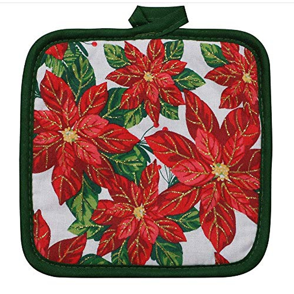 COCO Christmas Poinsettia Oven Mitt and Potholders Set, Holiday Kitchen Decor Baking Pot Holder Bundle (3 Pieces), Red