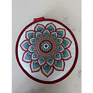 AQT Microwaveable Tortilla Warmer - 11 inch - Fabric Pouch - Food Warmer - Roti Warmer - Mandala, Floral, Aztec Prints (Burgundy Mandala)