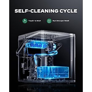 Silonn Countertop Ice Maker with Expanding Ice Basket, 9 Cubes in 6 Mins, 2.5L Ice Basket, Self-Cleaning Ice Maker with LED Touch Control, 2 Bullet Ice Sizes for Home, Kitchen, Office