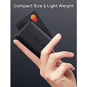 JSAUX Mini Portable Charger 10000mAh, 20W Small USB-C Power Bank Fast Charging PD3.0 QC4.0 Charge External Battery Pack Compatible with iPhone 14 13 12 Pro Max, Samsung Galaxy S22 S21 S20-Black