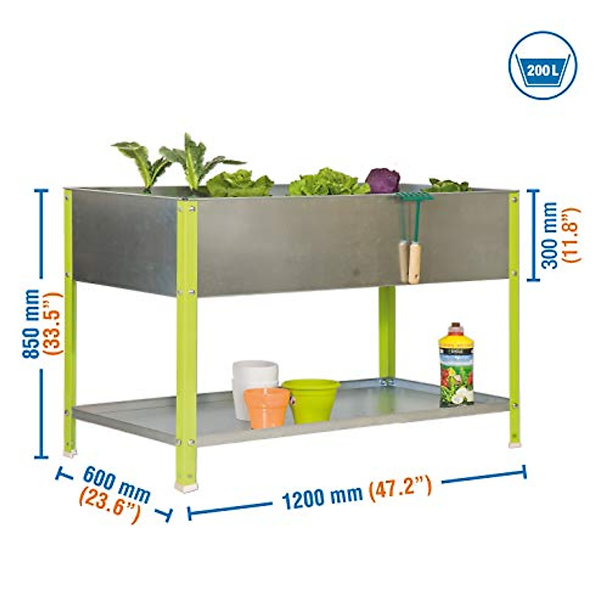 Simonrack 200L Urban Garden Top Shelf, 850 x 1200 x 600 mm, Green/Galvanized