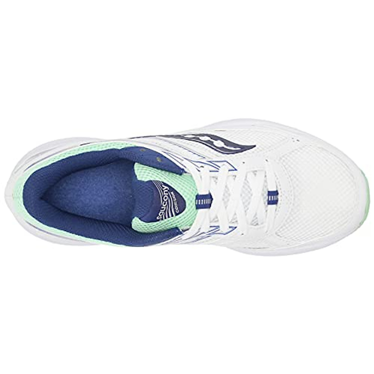 Saucony Women's Cohesion 14 Road Running Shoe, White/Navy/Mint, 8.5