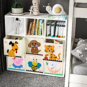 2PCS 13x13x13 Storage Cube Bins, LIOUCBD Foldable Toy Storage Bins Boxes Chests, Water Proof Canvas Storage Bin for Toys Clothes Dolls Books (Cow & Pig)