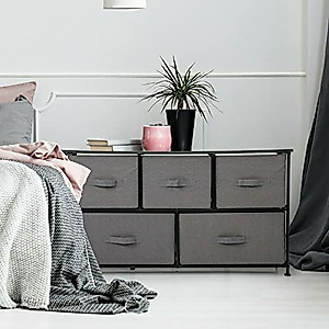 Nightstand Bedside Table Drawer Cabinet Dresser Storage Organizer Tower Unit 2 Tier W/5 Drawer Steel Frame Cabinet Table Stylish And Compact For Home And Business Occasions Storage Tower Dresser