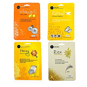 Celavi Essence Facial Sheet Face Mask Variety Set (17-Packs) Classic Korean Skincare