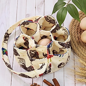 ETIUC Eggs Collecting Basket with 7 Pouches Eggs Gathering Basket Canvas Egg Bags for Fresh Eggs Collecting Eggs Holder Bags for Chicken Hen Duck Goose Eggs Farmhouse Henhouse Garden (1pc Basket)