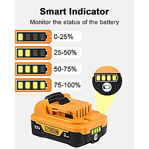 COMRGIKE 2Pack 12V 3.0Ah Battery Replacement for Dewalt 12V Battery DCB123 DCB127 DCB122 DCB124 DCB121 Compatible with Dewalt 12V Tools