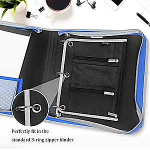 Jacng Binder Pouch for 3 Ring Binder Large Capacity Binder Pocket Black Zipper Bag Fits 3- Ring Binder Clear Window Pencil Pouch with Zipper for Office Supplies