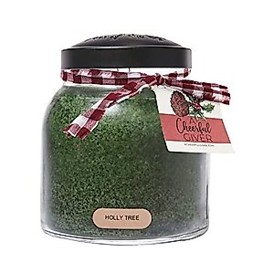 A Cheerful Giver — Holly Tree - 34oz Papa Scented Candle Jar with Lid - Keepers of the Light - 155 Hours of Burn Time, Gift for Women, Green