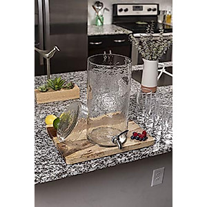 BIRDROCK HOME 1.5 Gallon Beverage Dispenser with Lid - Hammered Glass - Stainless Steel Spigot - Decorative Round Jar for Drinks - Lemonade Sangria Tea Water Drink Jar Jug - Home Parties