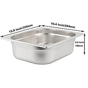 SHEUTSAN 3 Pack 1/2 Size x 4 Inches Deep, Silver Steam Table Pan 22 Gauge Stainless Steel, Anti-Clogging Hotel Catering Pan, Steam Table Water Pan for Restaurants, Hotels, Buffets